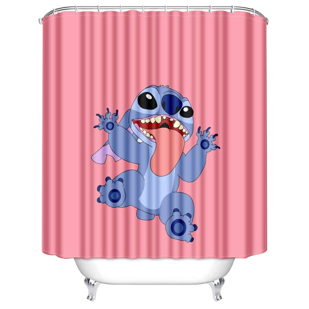 Lilo Stitch Cartoon Shower Curtain Aesthetics Cloth Fabric Bathroom