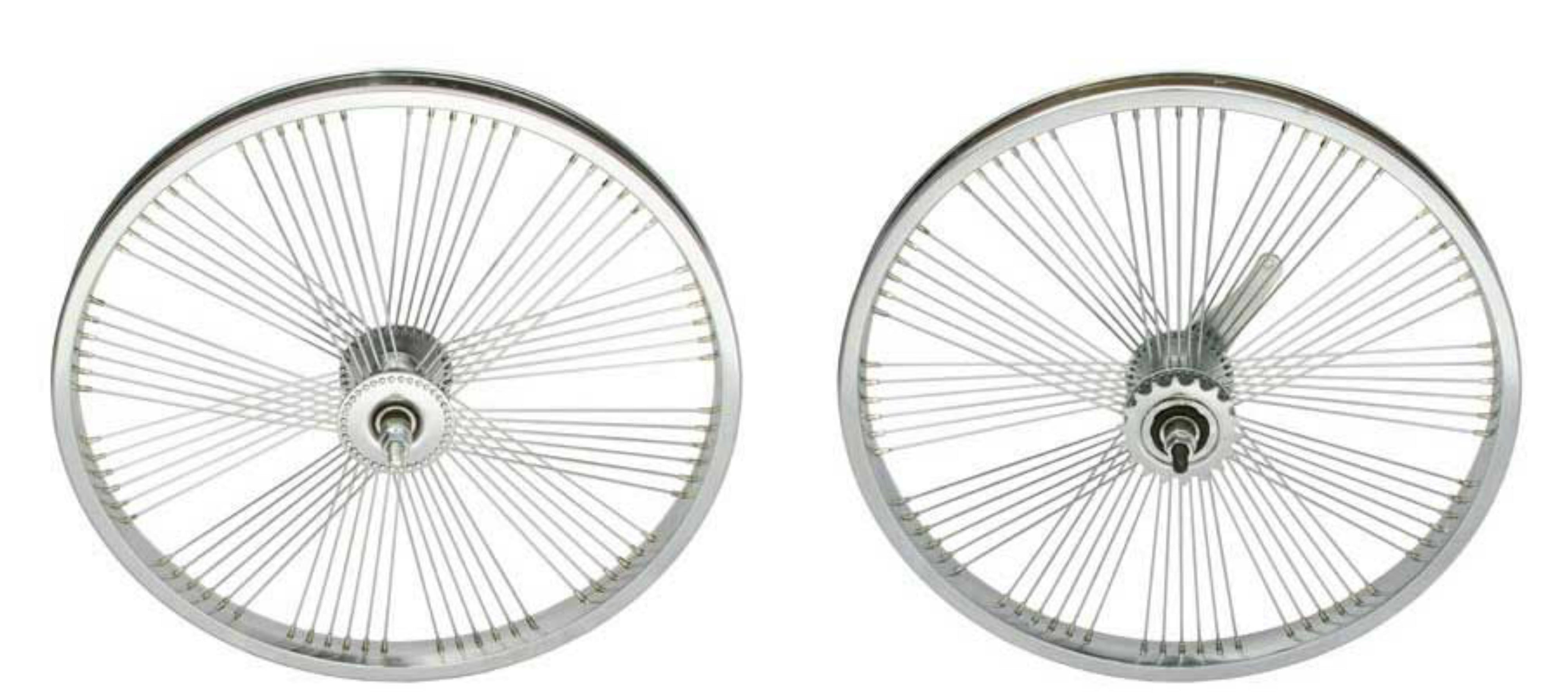 Chrome 20" FAN 72 Spoke Wheel Set. Front and Back Coaster Wheel ...