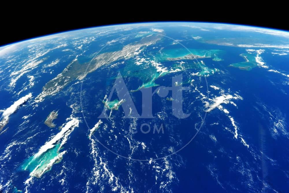 View of planet Earth from space showing Turks and Caicos Islands and ...