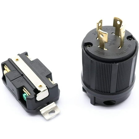 RV AC Generator Plug Set, 125V/250V Male & Female Locking Receptacle ...