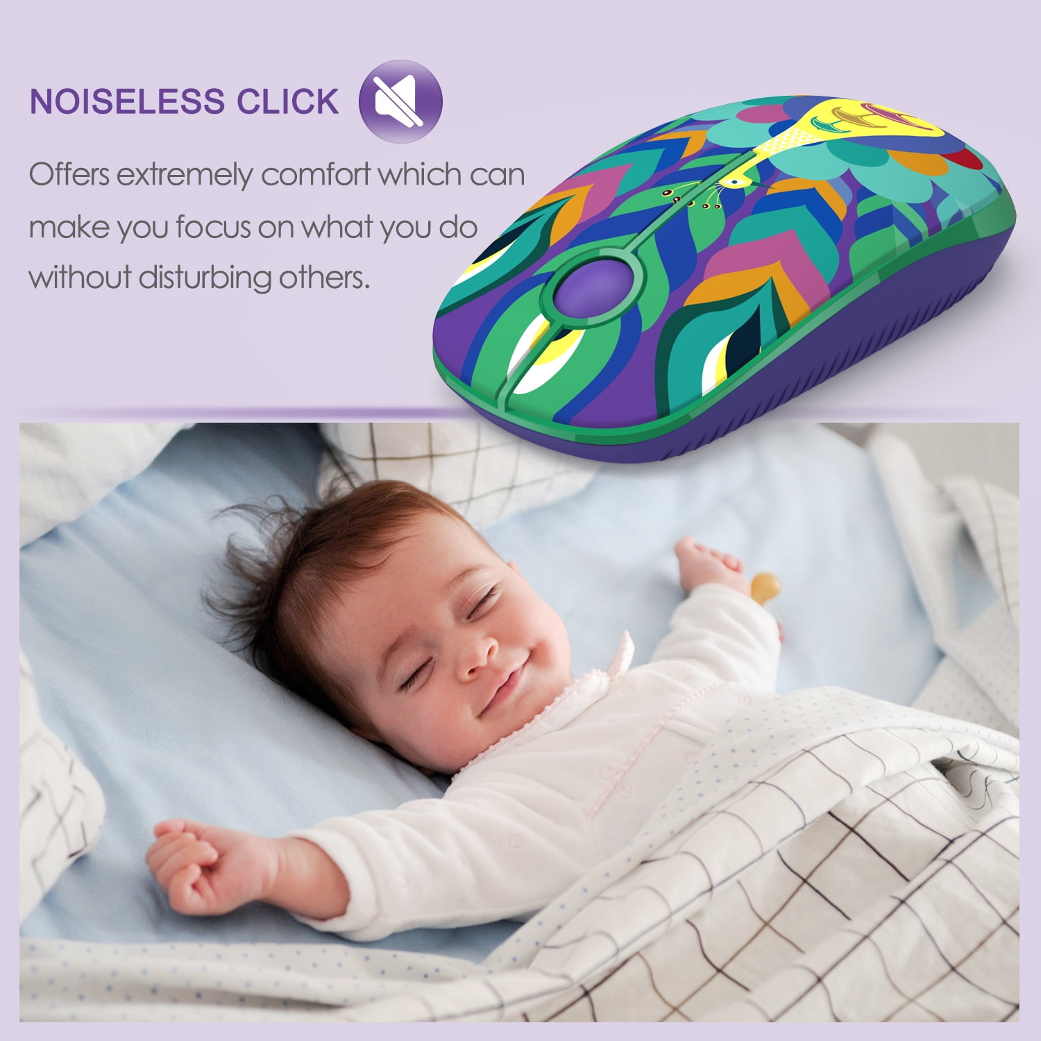 Buy 2 Pack Jelly Comb 2.4G Wireless Mouse with Nano Receiver, Noiseless ...