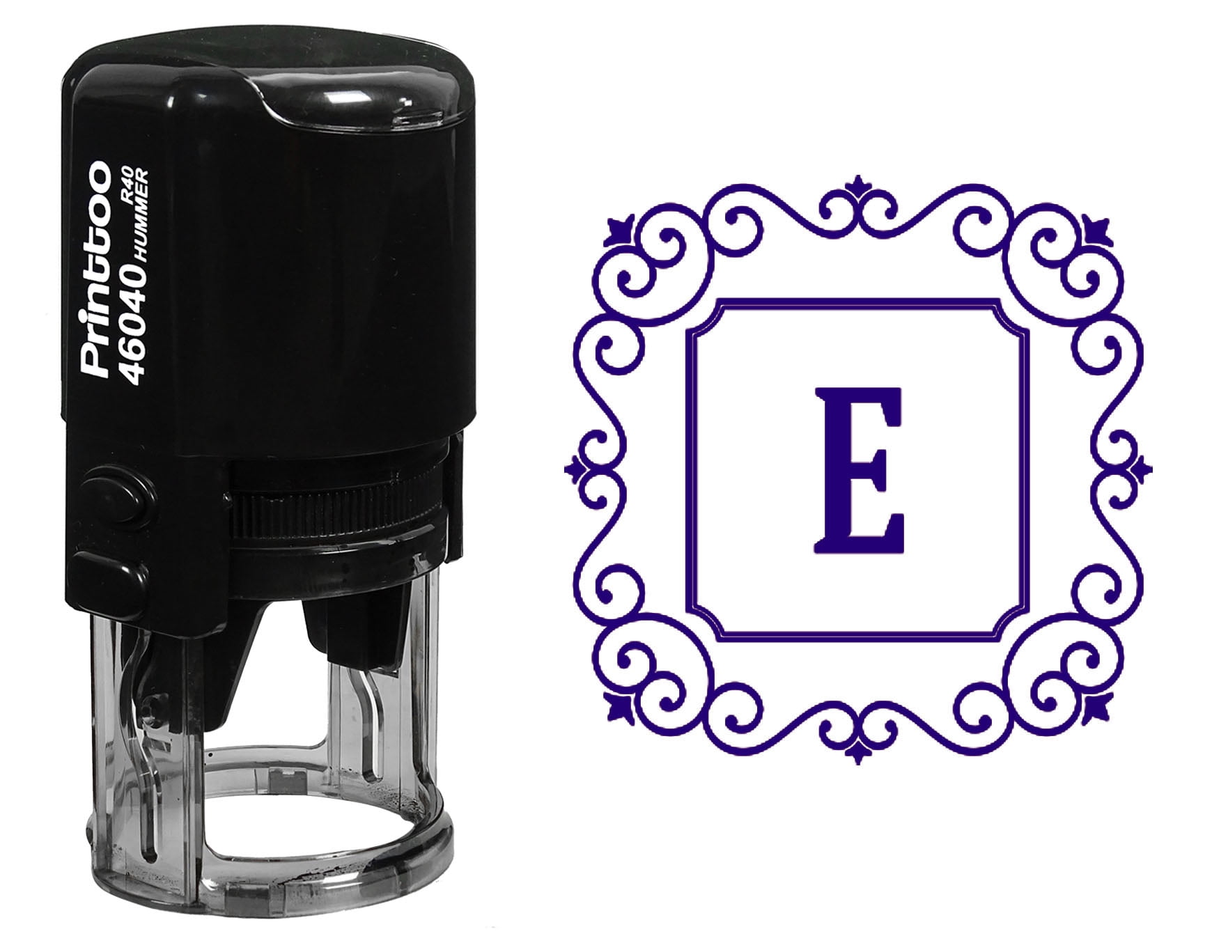 Printtoo Self Inking R-40 Rubber Stamp Square Swirl Border E Alphabet ...