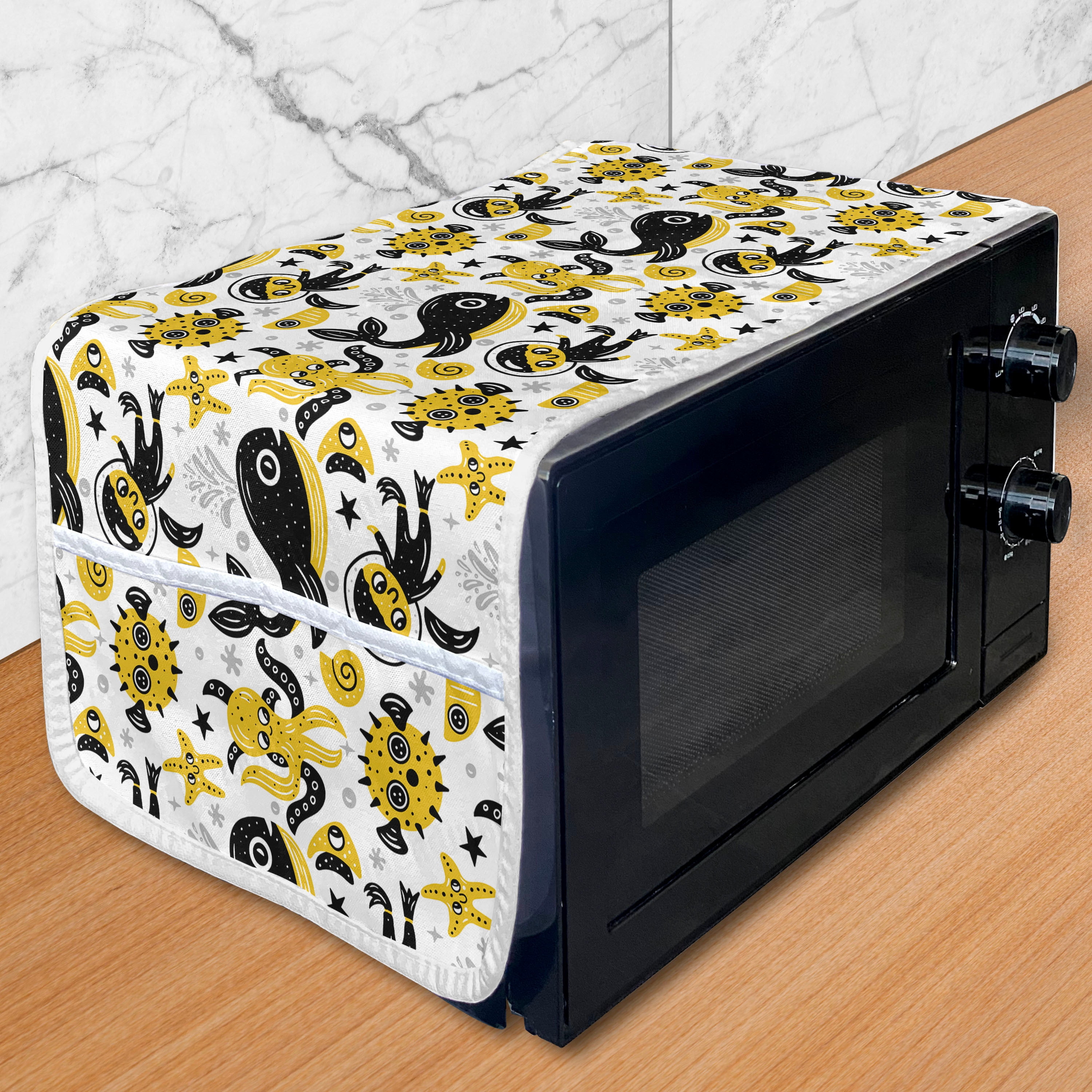 Fish Microwave Oven Cover, Underwater Fish Starfish Octopus Whale Coral ...