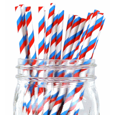 Just Artifacts 100pcs Decorative Striped Paper Straws (Striped, Light ...