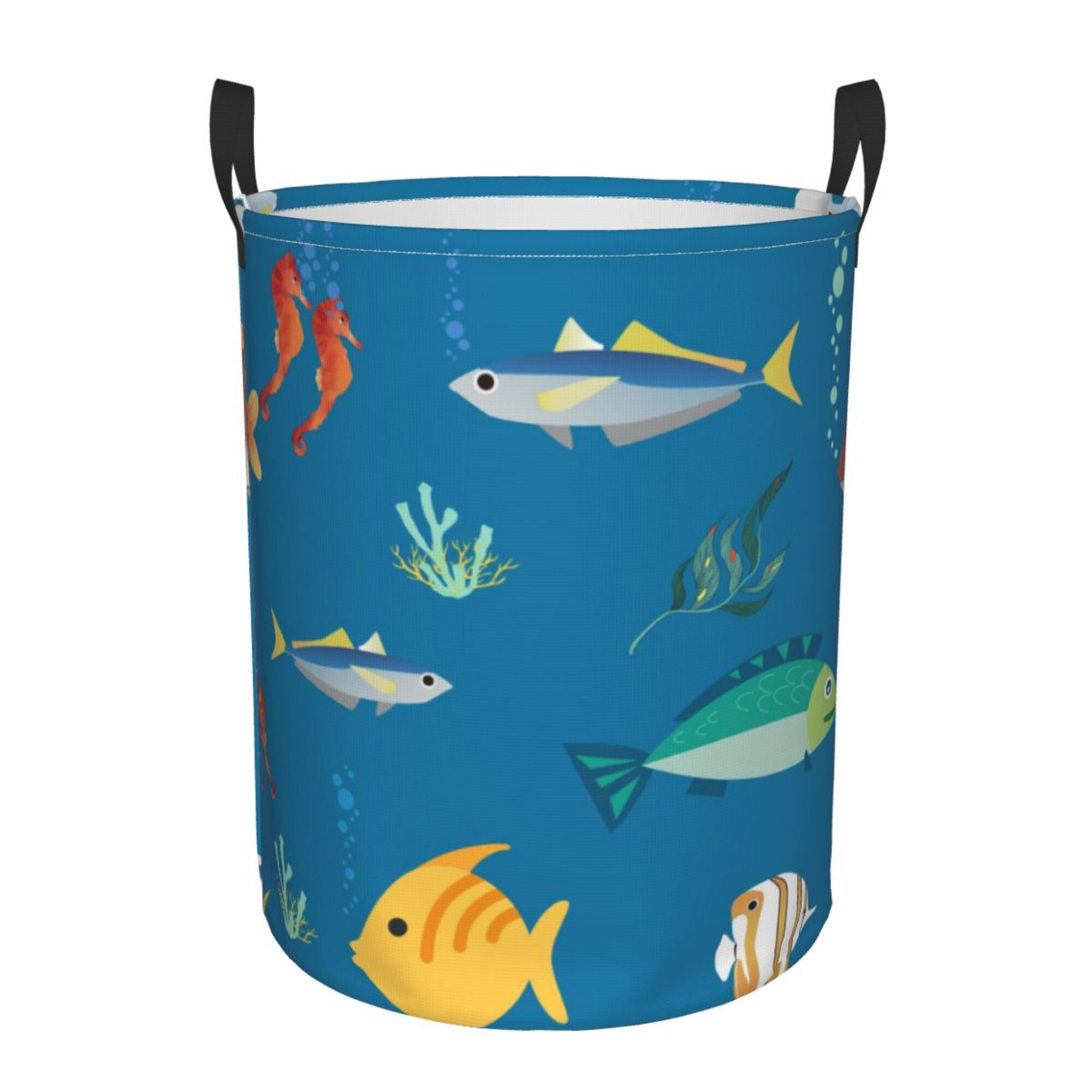 LNWH Laundry Basket, Cartoon Sea Creatures Pattern Foldable Laundry ...