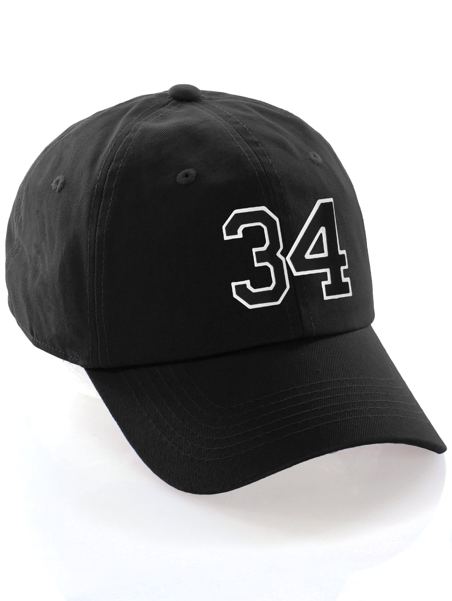 Customized Number Hat 00 to 99 Team Colors Baseball Cap, Black Hat ...