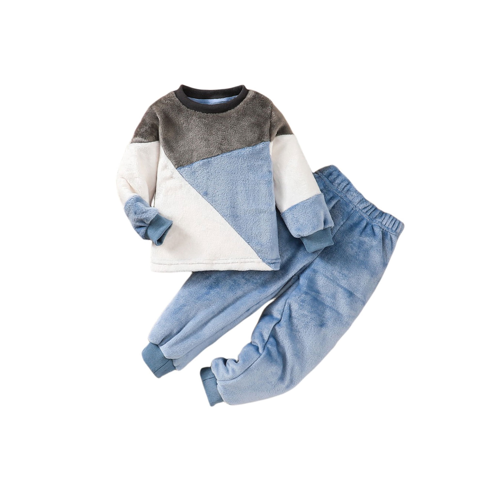 Click here for Xiaxaixu Kid Boys Plush Pajamas Set Contrast Color... prices