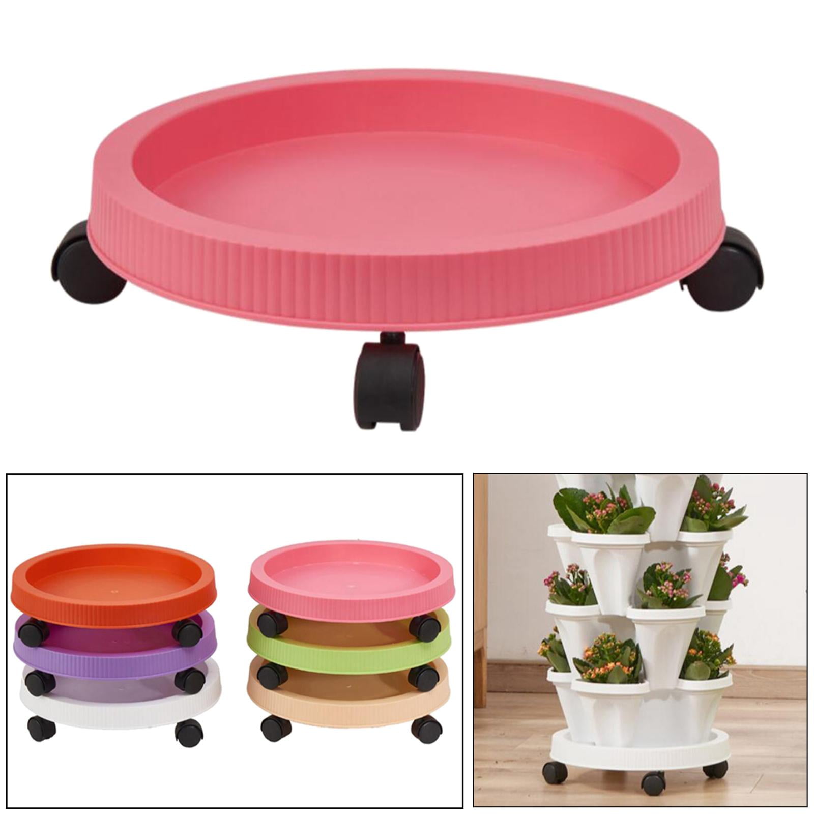 Rolling Plant Stand Pot Trolley with Wheels for Home Office Pink ...