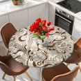 Beige Cartoon Cats Round Tablecloth 45-54 Inch Round Fitted Table Cloth ...