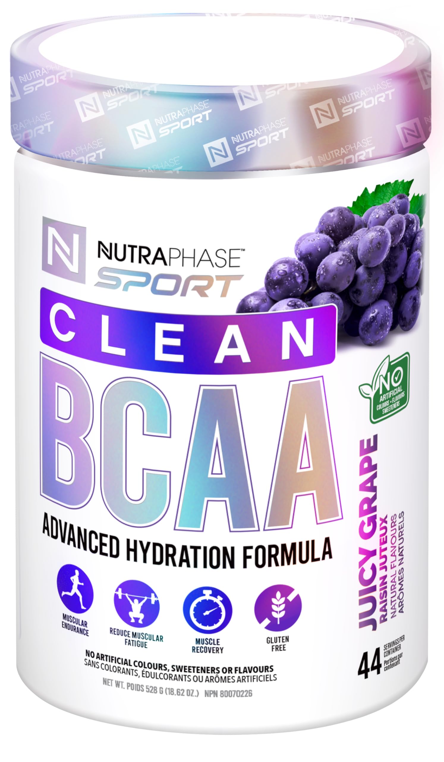 Nutraphase Clean BCAA, vegano, sin gluten, sabor uva, 44 raciones, 528 ...