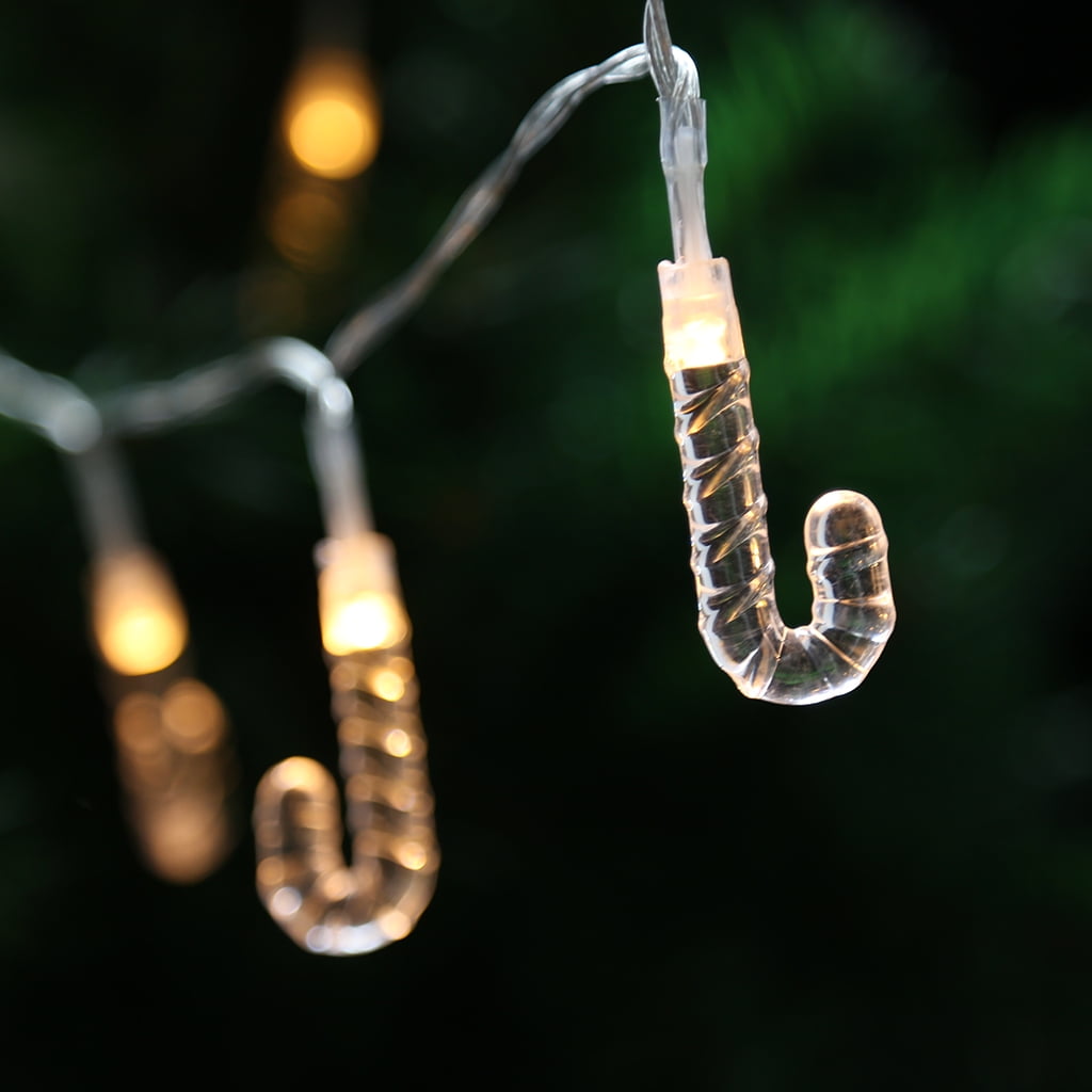 Finether 7 2ft Battery Powered 20 LED 3D Clear Candy Cane Crutch String Finether 7 2ft Battery Powered 20 LED 3D Clear Candy Cane Crutch String