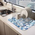 Blue Bubbles Dish Drying Mats for Kitchen Counter, Watercolor Gradient ...
