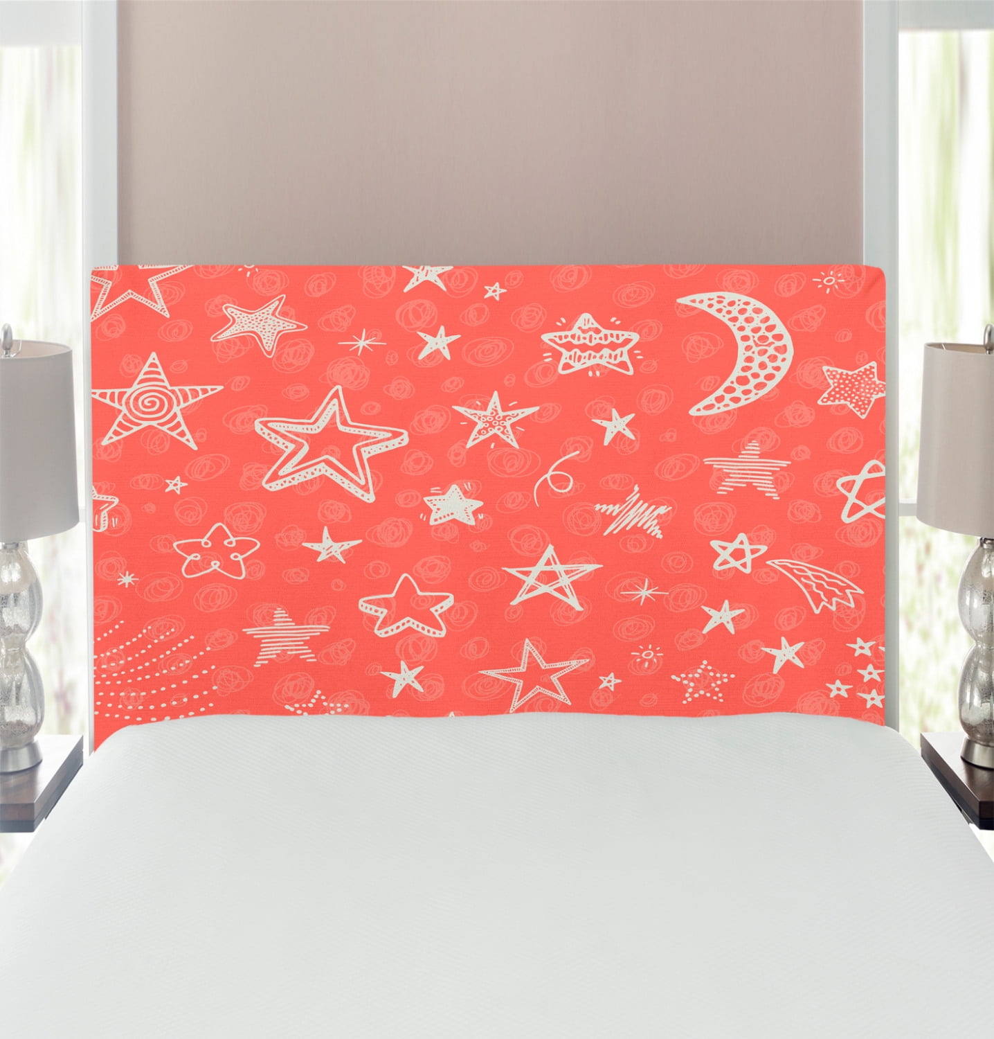 Star Headboard, Moon and Stars Theme Pattern Starry Night Shooting ...