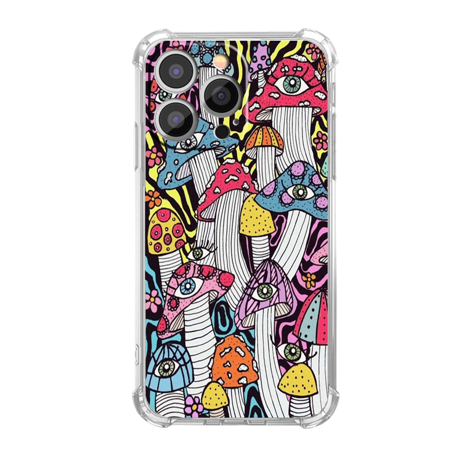 Trippy Mushroom Eyes Case for iPhone 13 Pro Max,Aesthetic Art Design Pattern Soft Full TPU ...