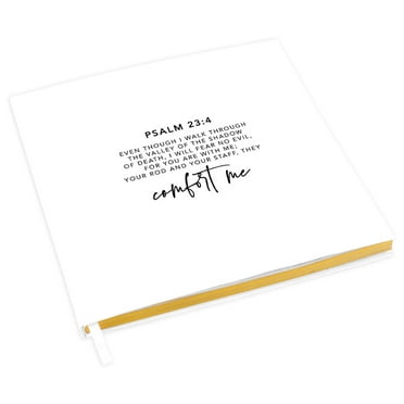 Koyal Wholesale Memorial Biblical Guestbook with Gold Accents, Bible ...