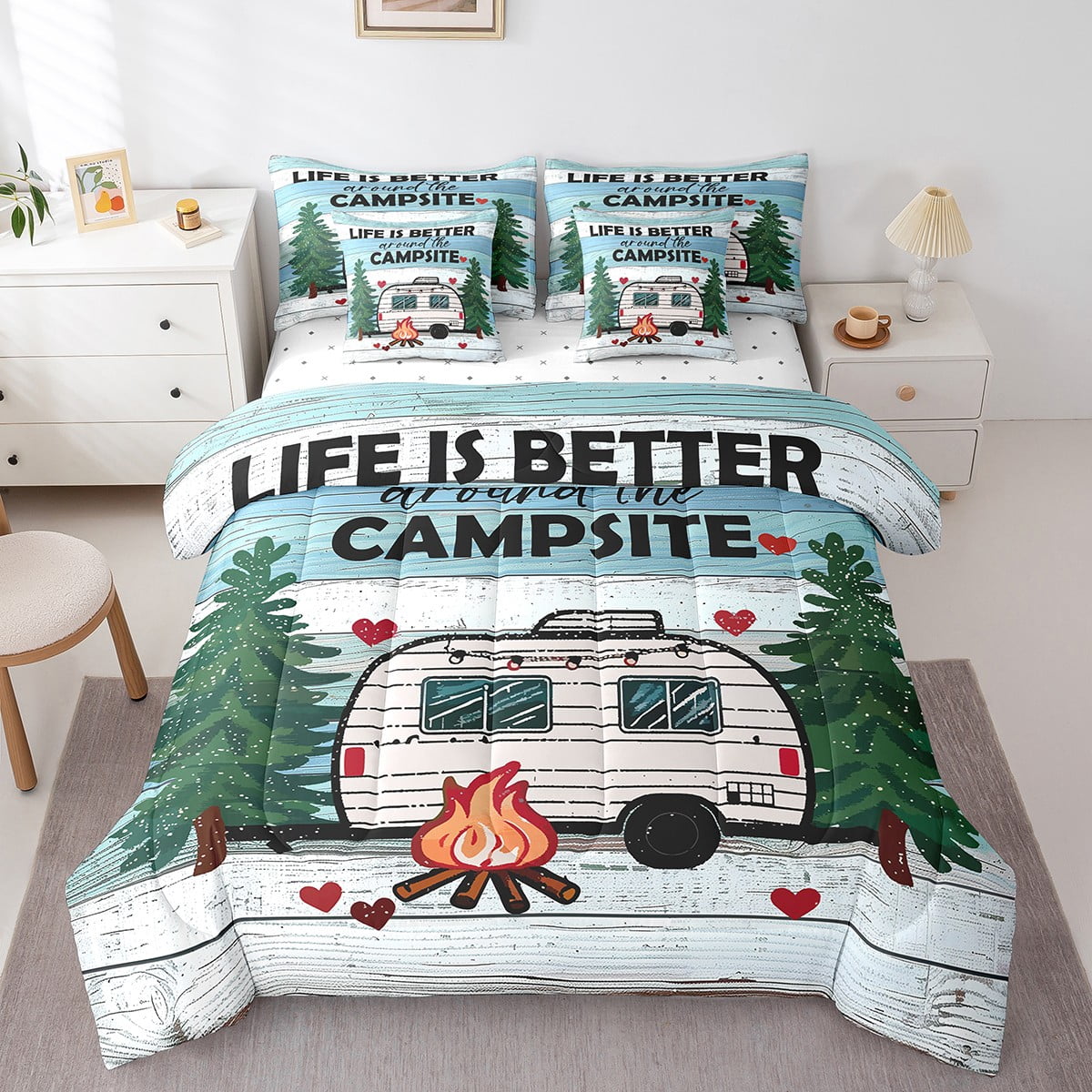 Click here for Yst Girls Wooden Camper Comforter Set Queen Size 7... prices