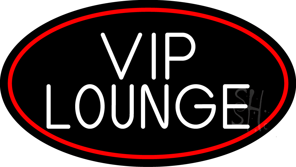 Vip Lounge Oval With Red Border LED Neon Sign 20 x 37 - inches, Clear ...
