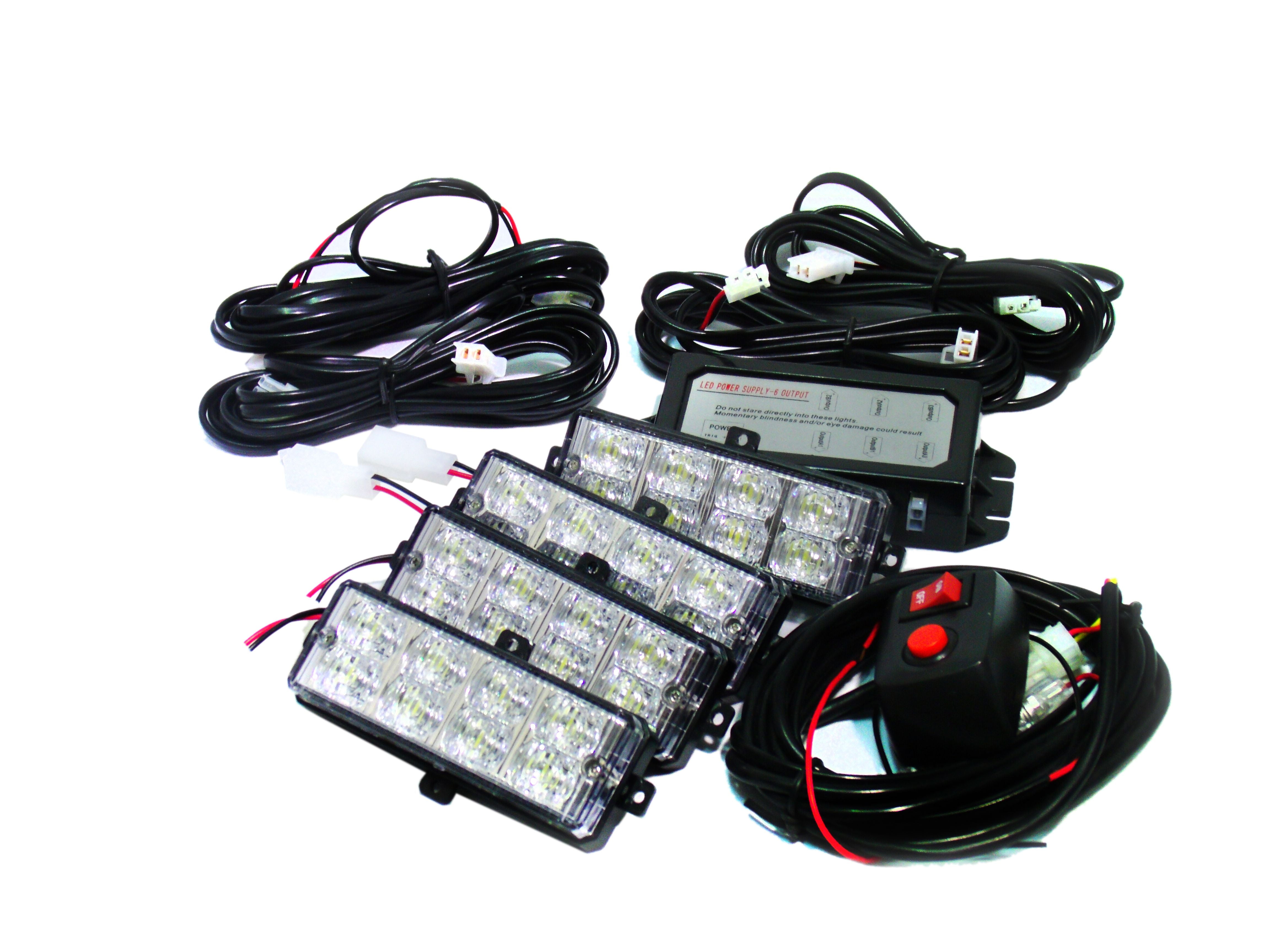 4- LED Grille Strobe Light Kit White - Walmart.com