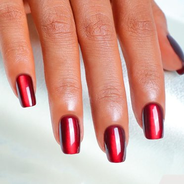 Short Fake Nails,Dark Red Square Burgundy Cat Eye Magnetic Press on ...