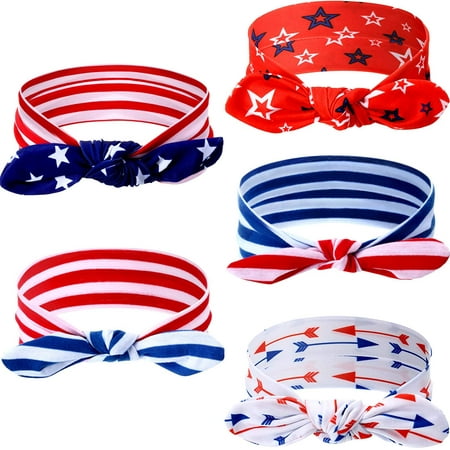 5 Pieces Independence Day Headband 4th of July American Flag Headband ...