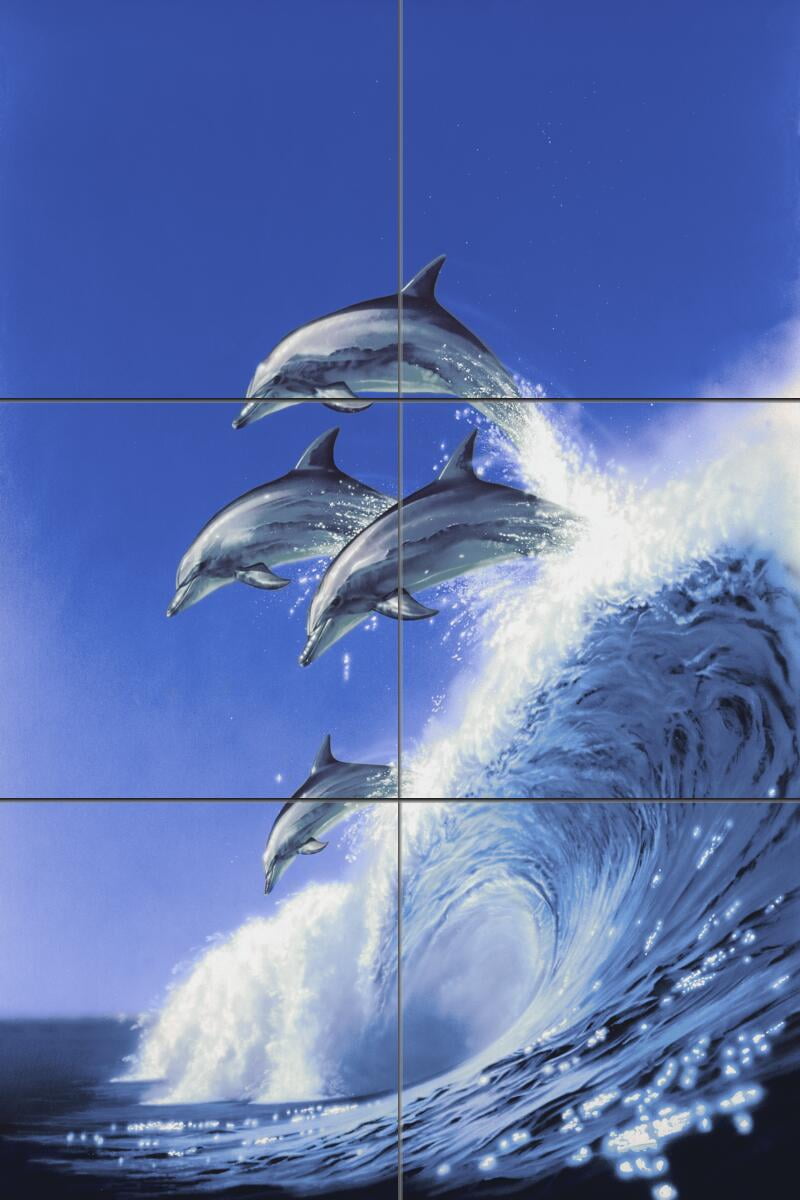 Tile Mural Bathroom Backsplash - Out of the Blue - by Robin Koni ...