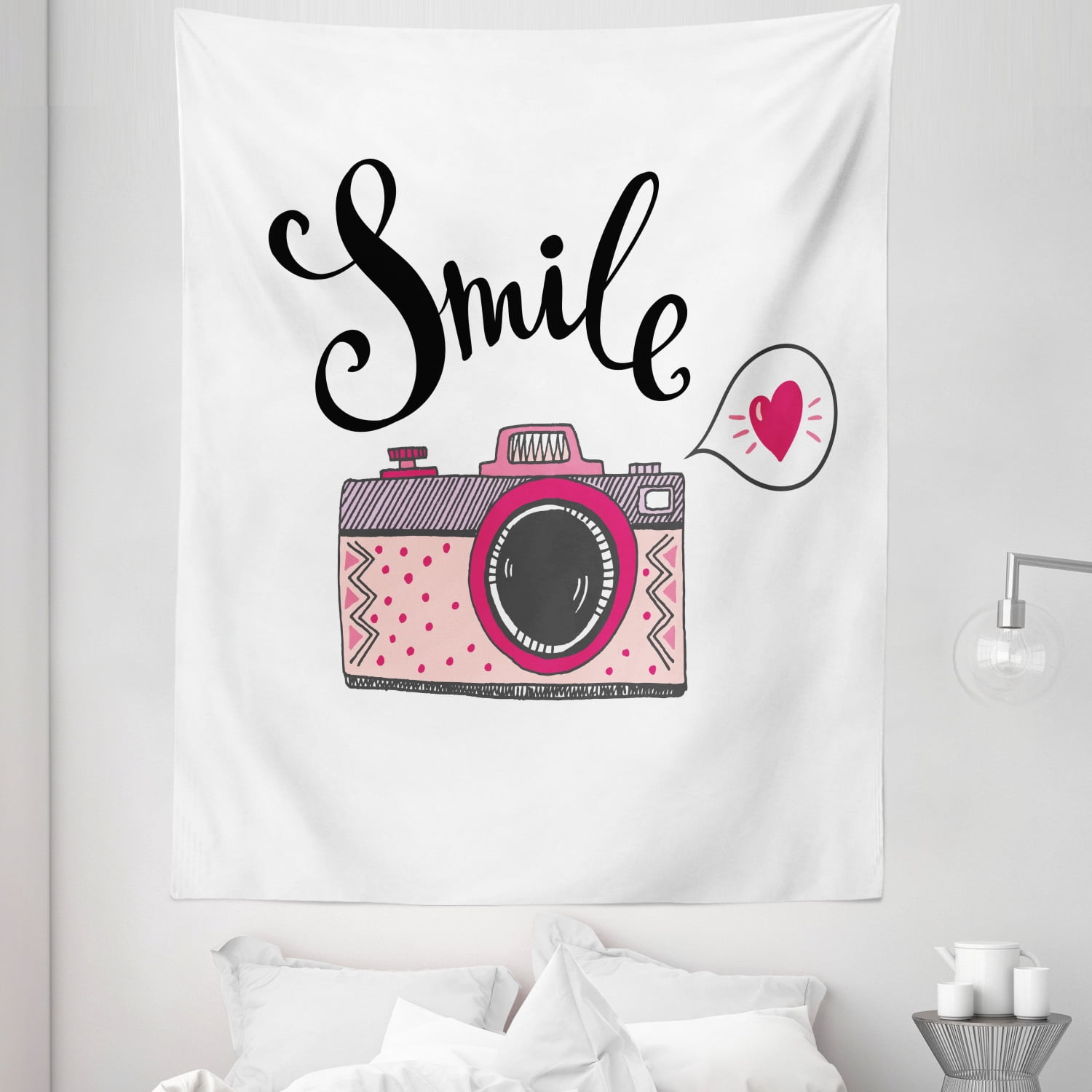 Camera Tapestry, Smile Typography with Old Fashioned Photo Device ...