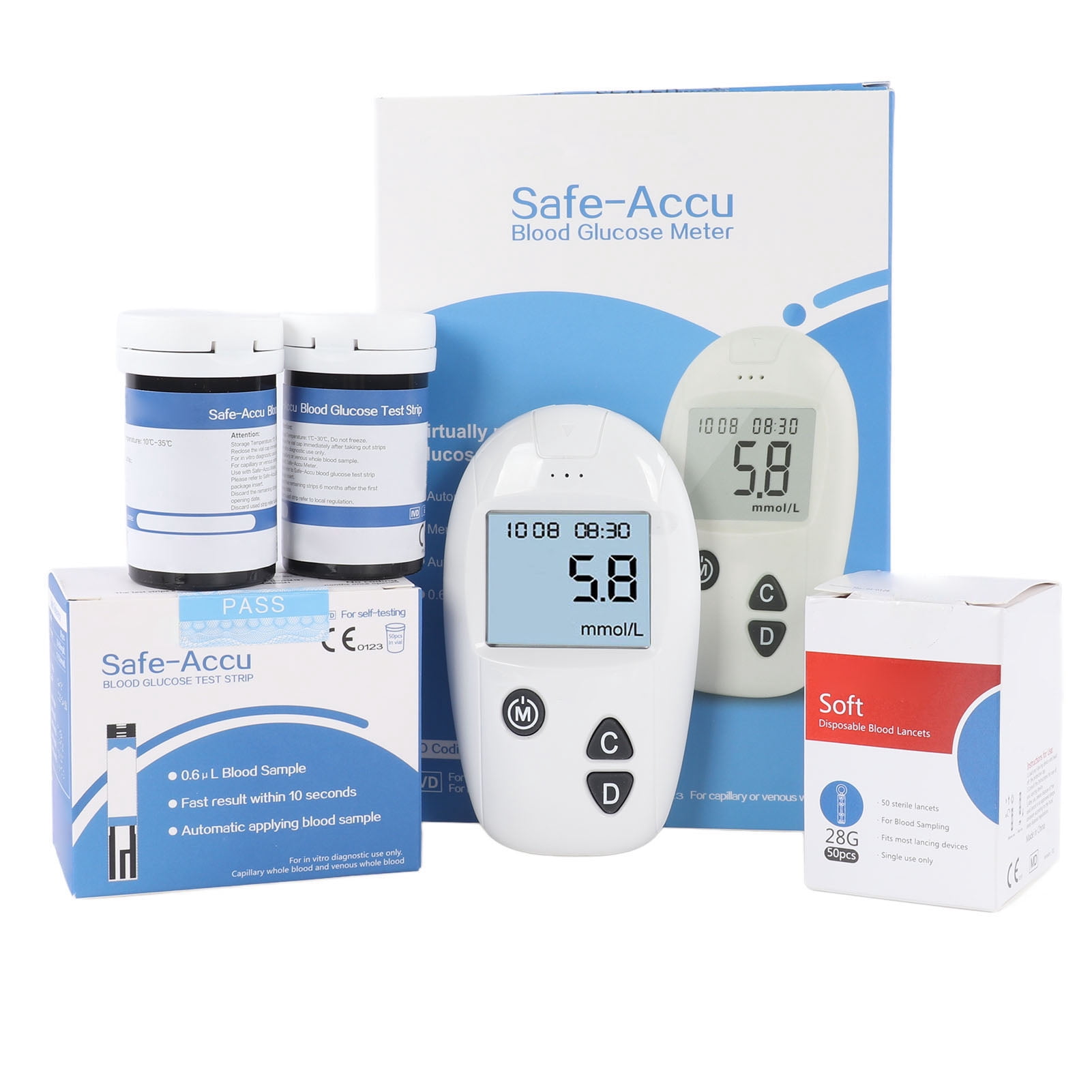 Kit de monitor de glucosa en sangre, 50 Uds., tiras reactivas, 50 Uds ...