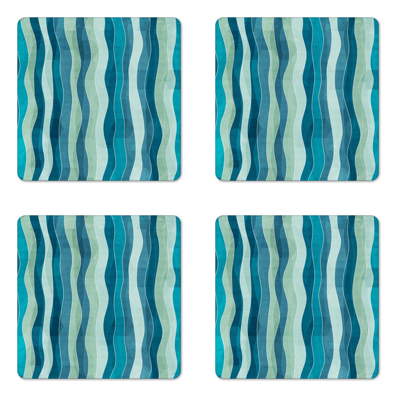 Abstract Coaster Set of 4, Wave Pattern with Grunge Effect Vertical ...