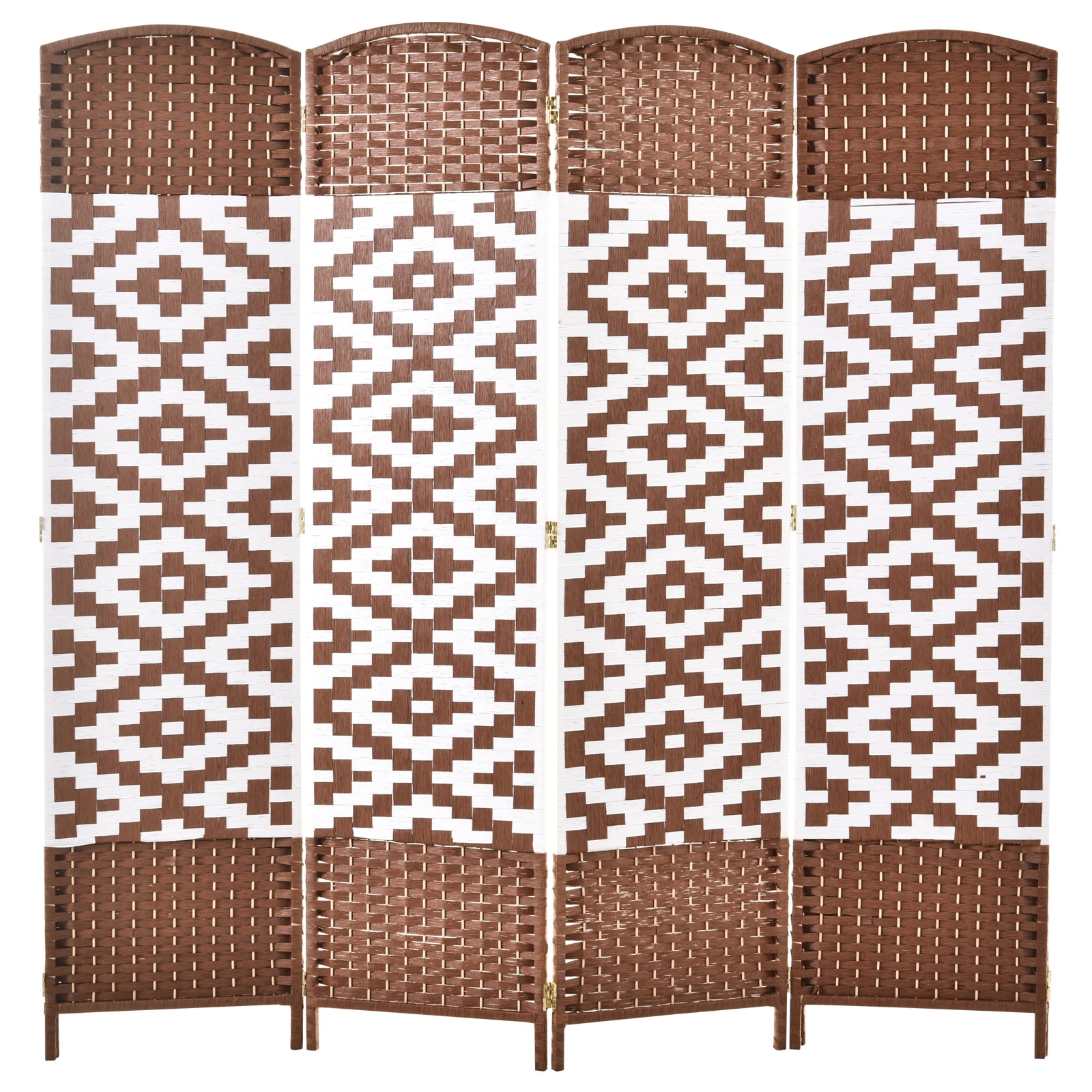 HOMCOM 4 Weave Panel Room Divider Privacy Folding Screen Diamond Decor ...