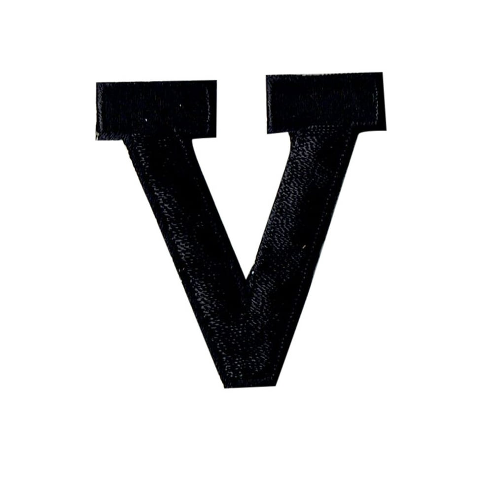 Alphabet Letter - V - Color Black - 2" Block Style - Iron On ...