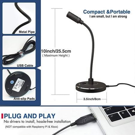 USB Computer Microphone G009, Noise-Cancelling Recording Desktop Mic ...
