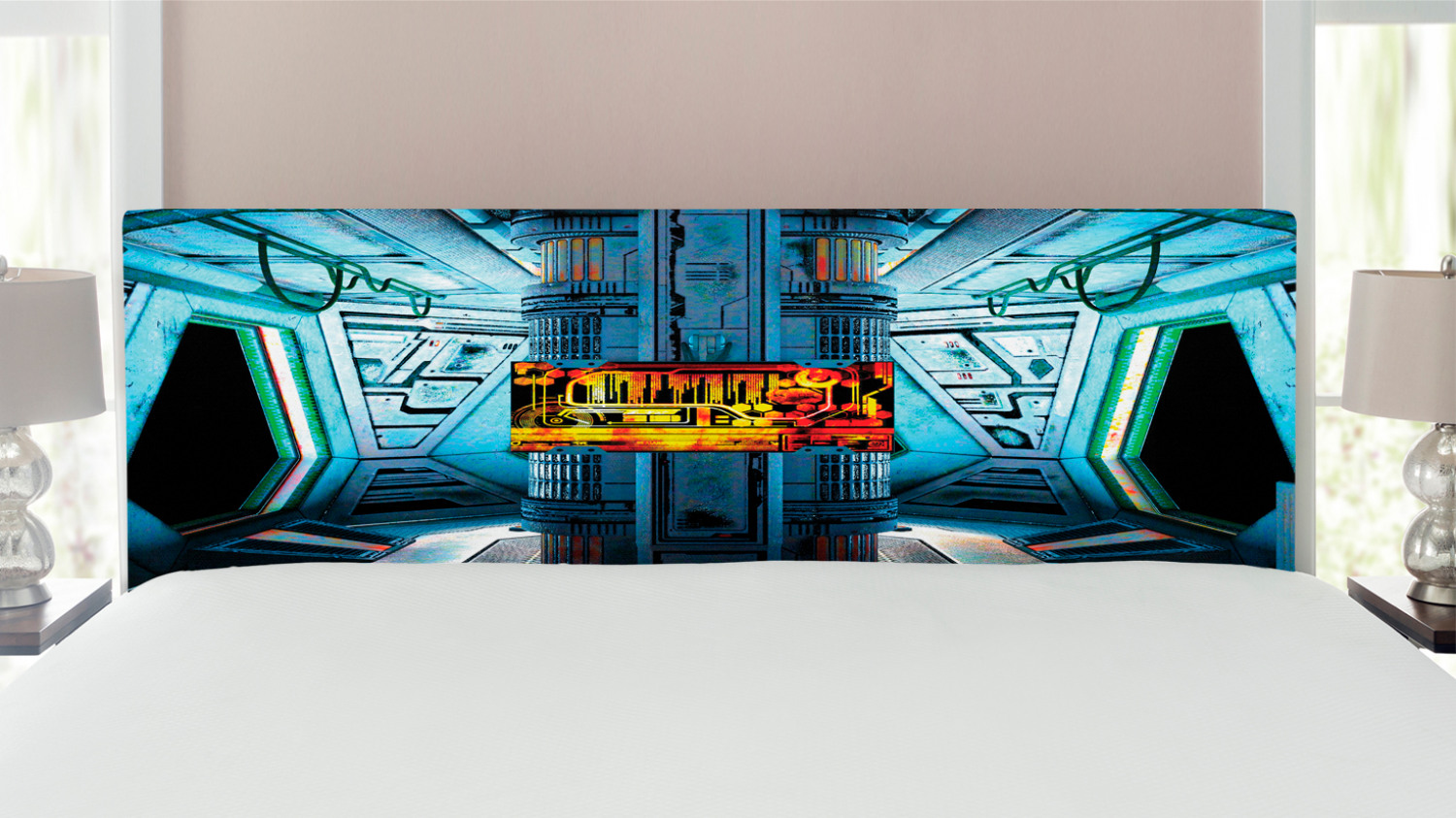 Outer Space Headboard, Space Ship Station Base Control Room Technology ...