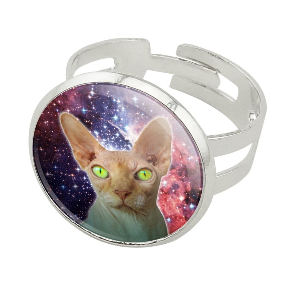 Sphynx Space Cat Silver Plated Adjustable Novelty Ring - Walmart.com
