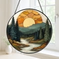 Peaceful Mountain Sunset Glass Suncatcher – Window Hanging Decor2101 ...