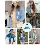SHEWIN Women's Denim Jacket Oversized Jean Shirt Jackets Boyfriend ...