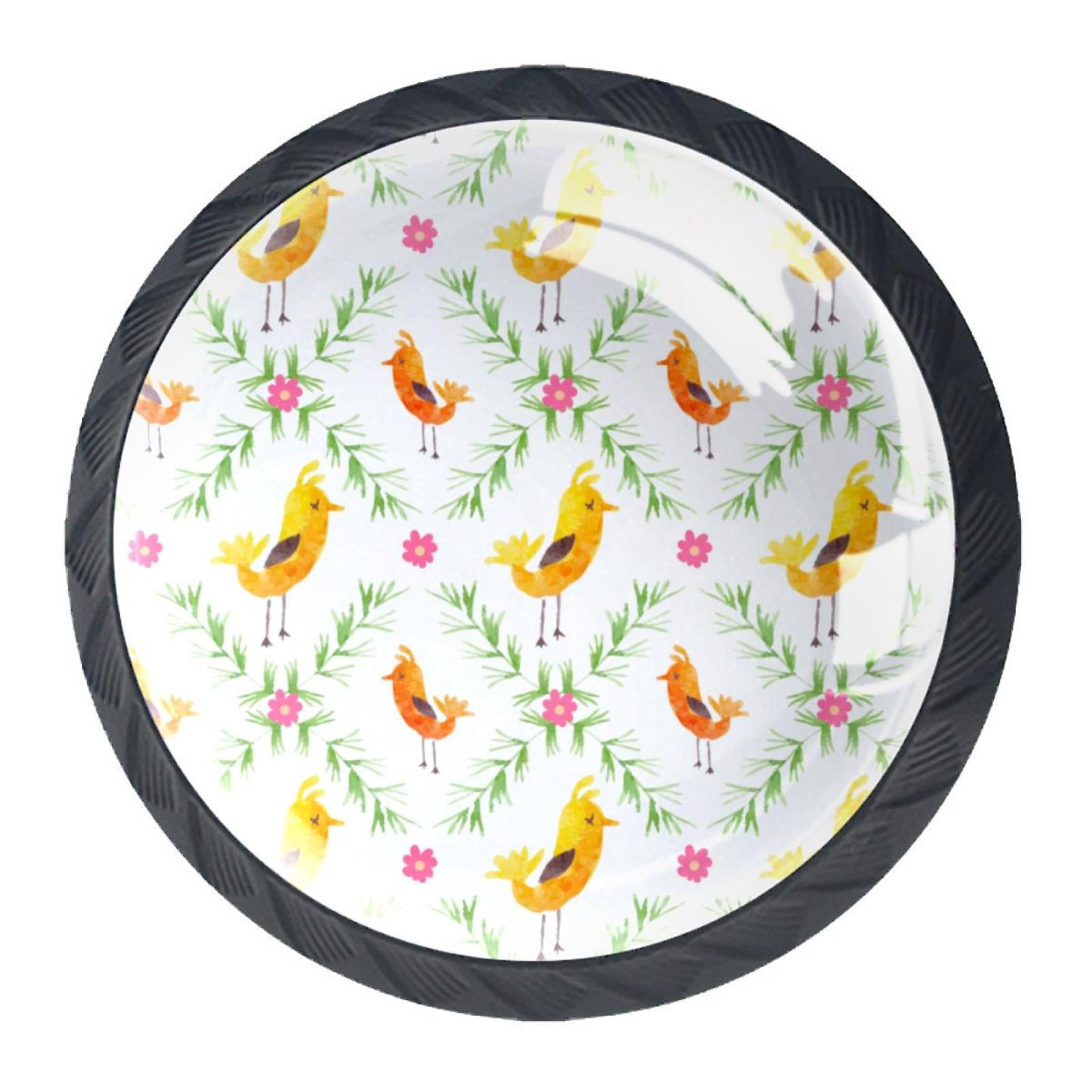 4 Pcs Yellow Birds Knobs for Kitchen Cabinet Cupboard Dresser Bookcase Drawer Pulls Handles ...