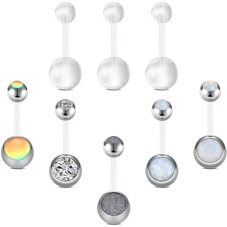 HTWW Plastic Belly Button Rings Navel Rings for Maternity Pregnancy ...