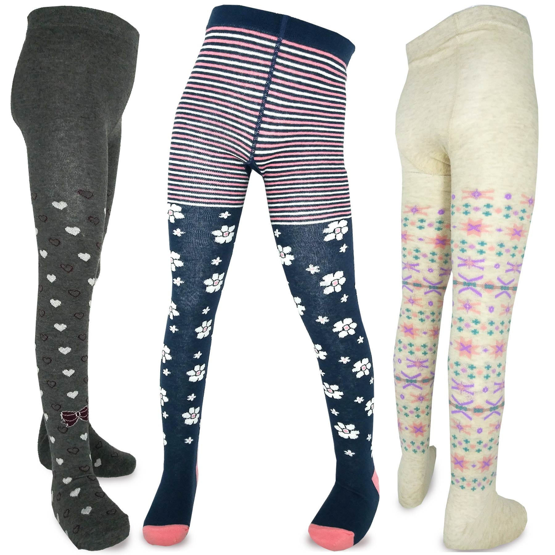 TeeHee Little Girls and Toddlers Fashion Tights 3 Pair (6-8 Years ...