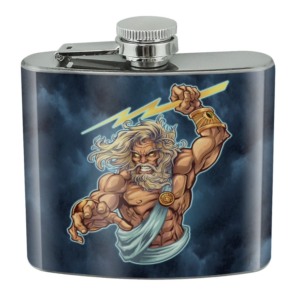 Zeus Greek God Mythology Lightning Stainless Steel 5oz Hip Drink Kidney ...