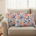 Botanical Pink Blue Outdoor Waterproof Pillow Covers, Farmhouse Country ...