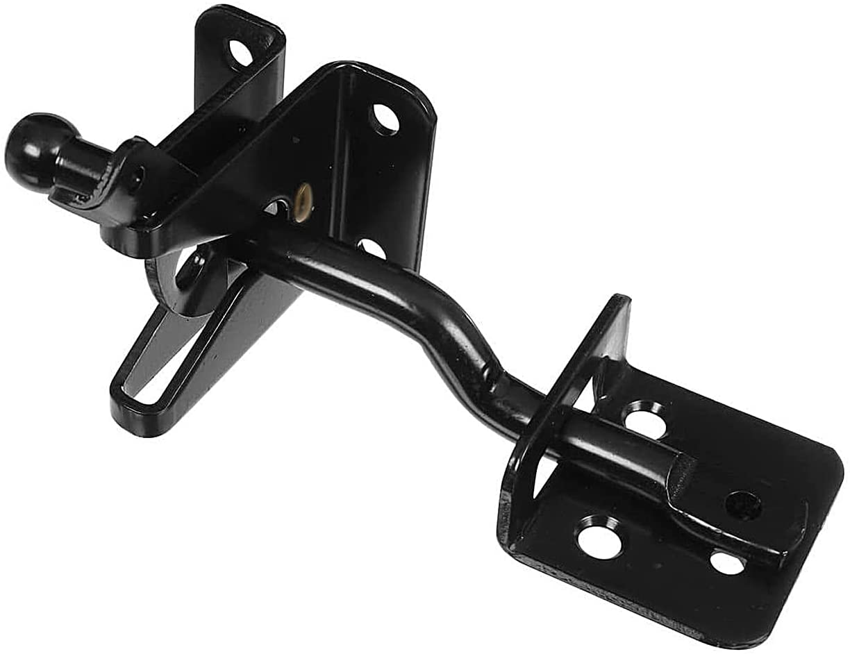 Spring Loaded Gate Latch with Cable and Ring - Powder Coated Black ...