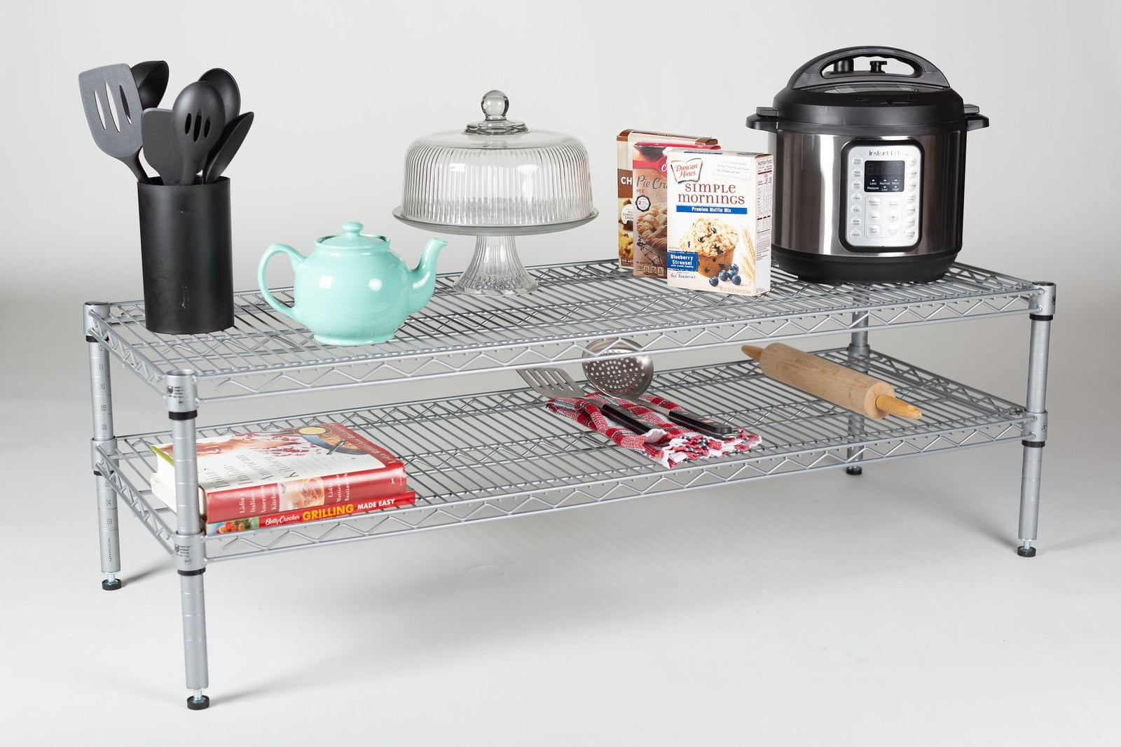 18" Deep x 24" Wide x 14" High 2 Tier Gray Starter Shelving Unit ...