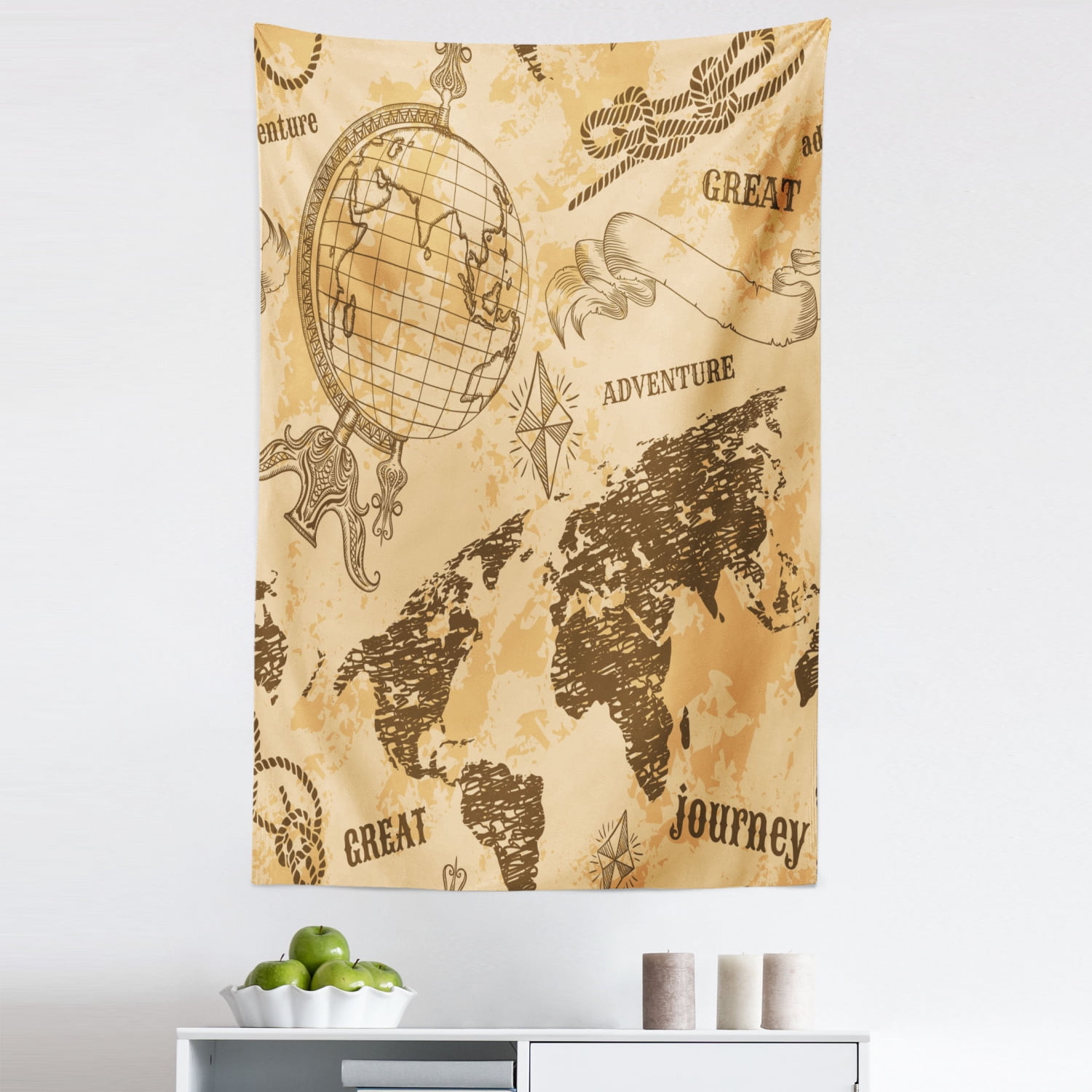 Steampunk Tapestry, Pattern Abstract World Map Knots Sketch Adventure ...