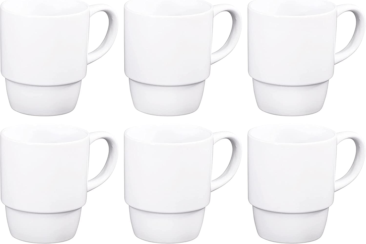 Ceramic Stacking Coffee Mug Tea Cup Dishwasher Safe Set Of 6 Large 18 ...