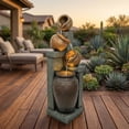 34.8" Farmhouse 4-Tier Pot Waterfall Fountain, Resin Outdoor Decor with ...