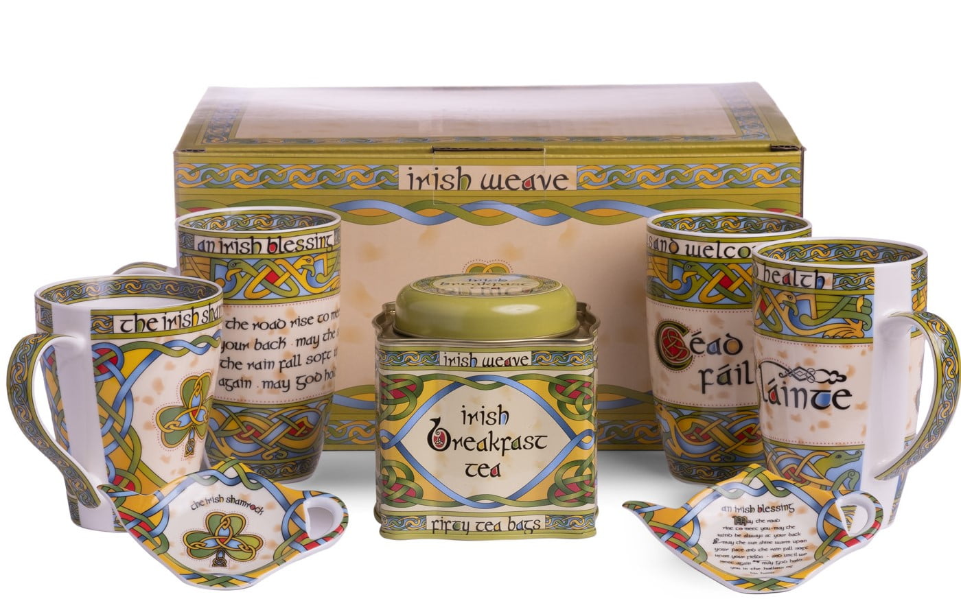 Royal Tara Irish Tea Gift Set of 4 Cups / Mugs 2 Teabag Holder ...