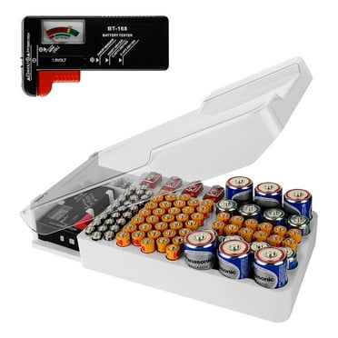 Battery Daddy, Double-Sided Battery Storage System with Tester, Holds ...
