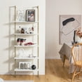 Gymax 5 Tier Leaning Metal Ladder Bookshelf, Wall-Mounted Bookcase ...