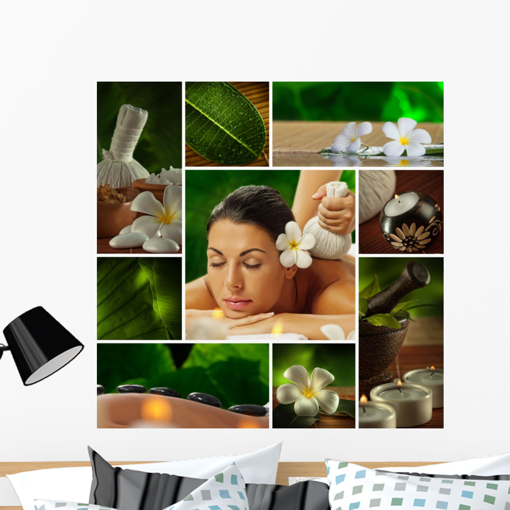 SpaPhoto Collage Wall Mural Decal by Wallmonkeys Vinyl Peel and Stick ...