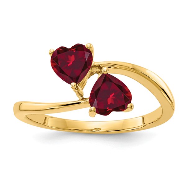 AA Jewels - Solid 14k Yellow Gold 5mm Heart Created Ruby Ring Band Size ...